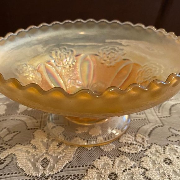 Kitchen | Vintage Dugan Marigold Carnival Glass Double Stem Rose ...